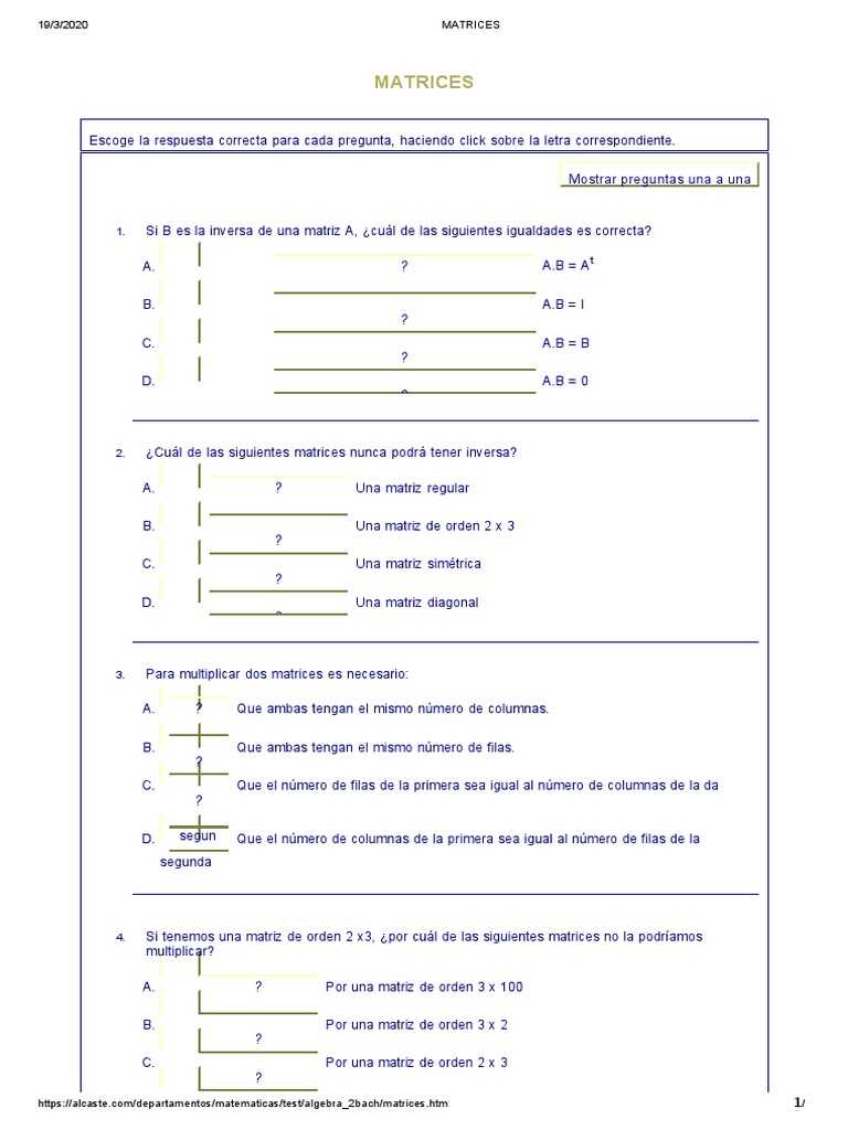 MATRICES | PDF | Matriz (Matemáticas) | Teoría del operador