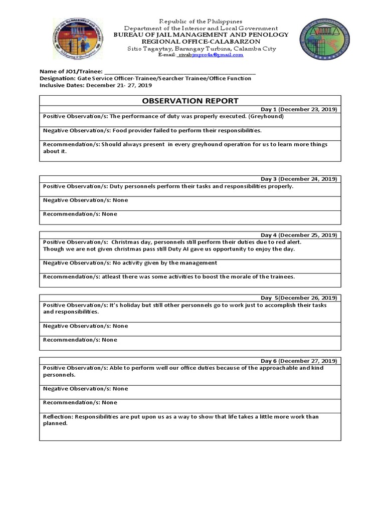 Jail Management Observation Report 2019 | PDF