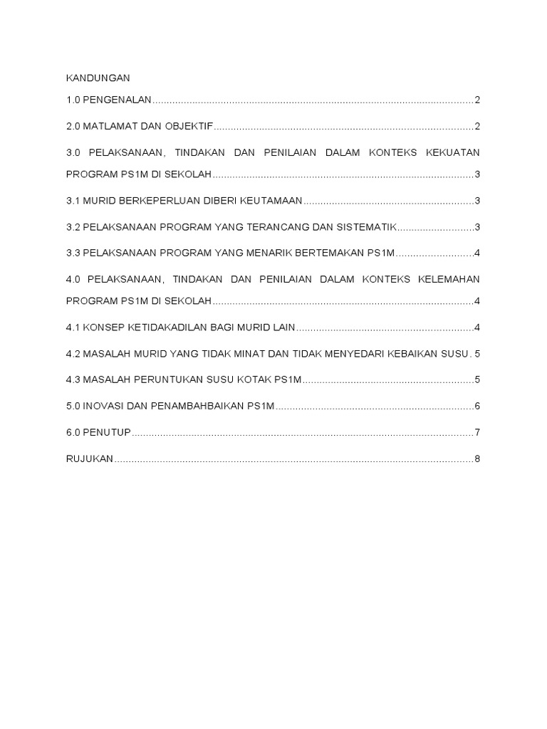 Laporan Program Susu Sekolah | PDF