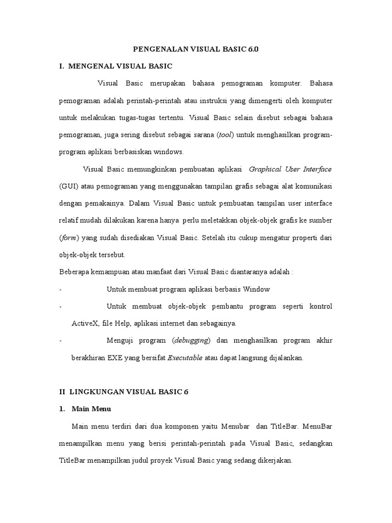 Modul Pengenalan Visual Basic 6 0 | PDF