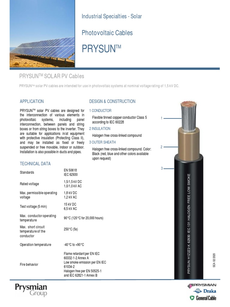 Prysun Solar PV Cables Overview | PDF | Photovoltaic System | Electricity