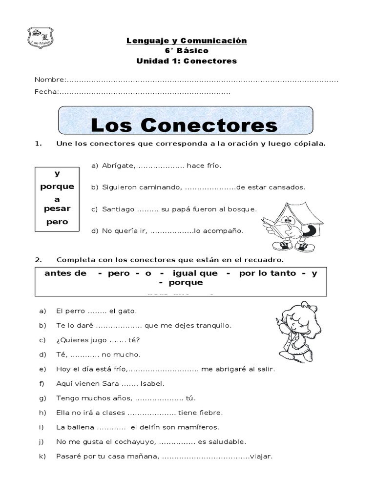 Actividades de Conectores 6° Básico | PDF