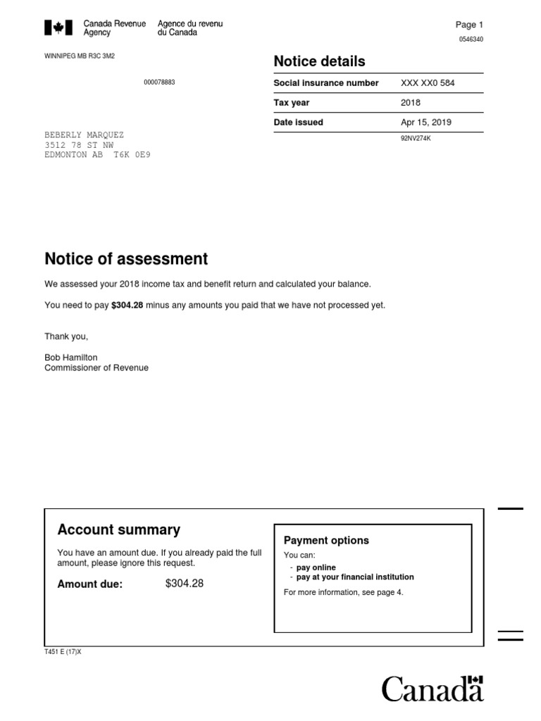 Notice of Assessment 2019 04 09 13 31 03 966479 PDF | PDF | Taxes ...