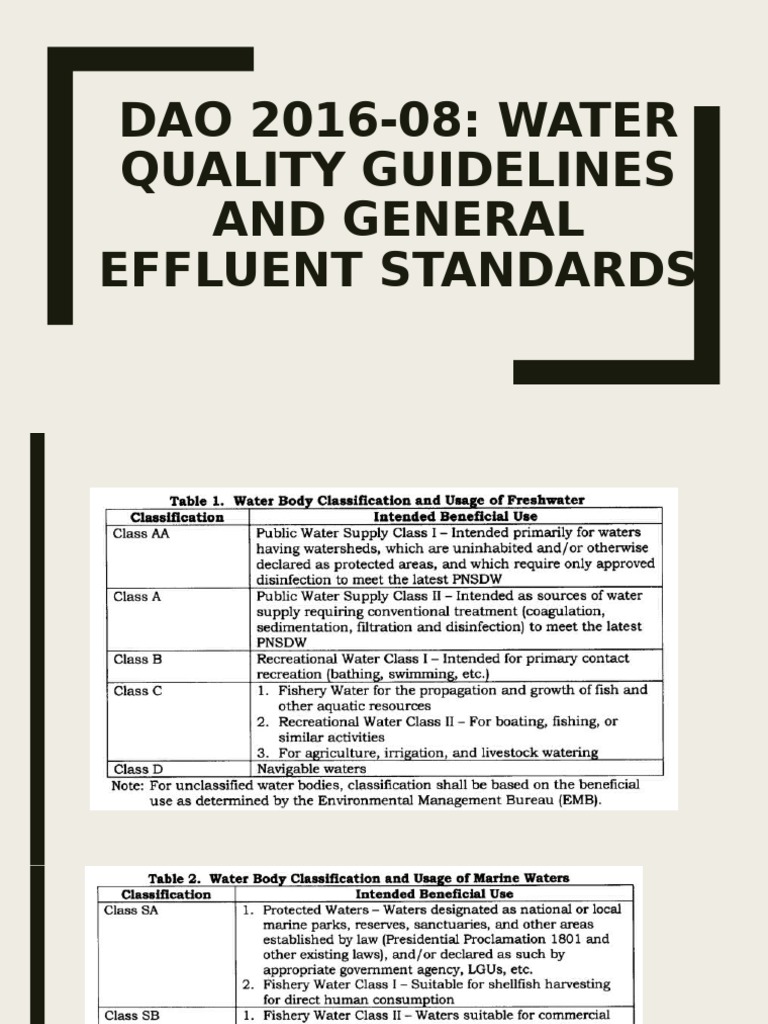 DAO 2016-08 - Waste Water Discharge Parameters and Effluent Standards | PDF