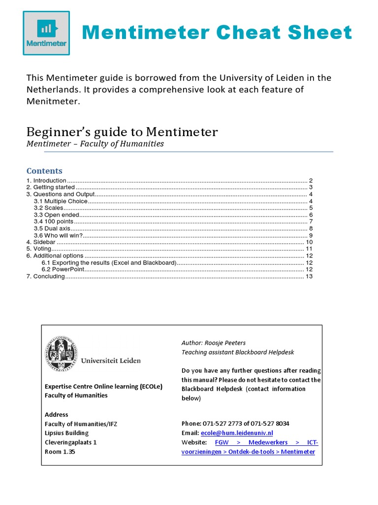 Mentimeter Cheat Sheet-1 | PDF | Lecture | Web Page