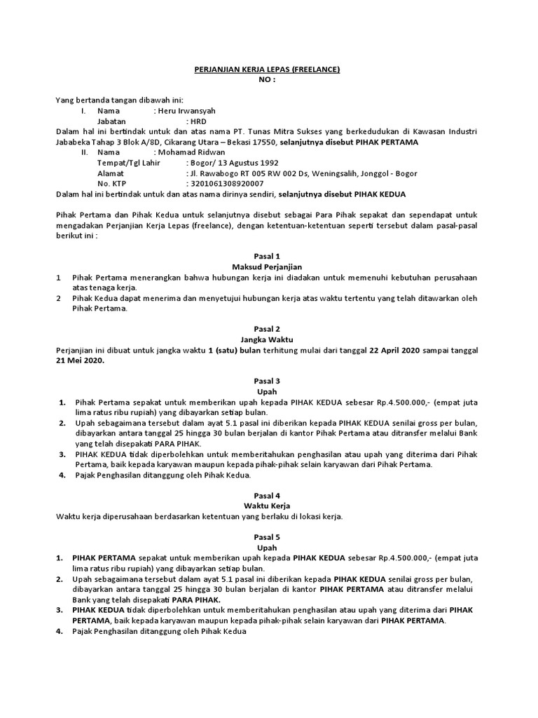 Perjanjian Freelance | PDF