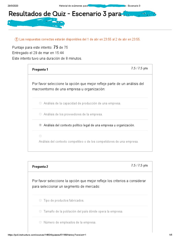 Resultados del Quiz de Mercadeo: 75/75 | PDF | Marketing | Planificación