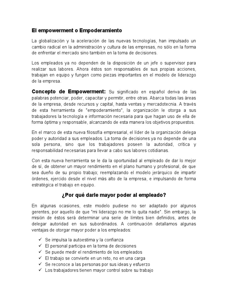 Definición y significado del empowerment | PDF | Empoderamiento | Liderazgo