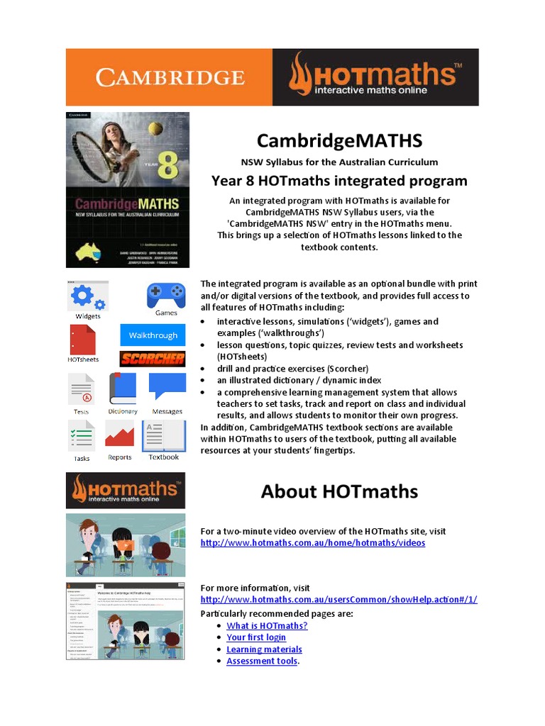 CambMATHS Y8 HOTmaths Prog Sept2014 | PDF | Area | Fraction (Mathematics)