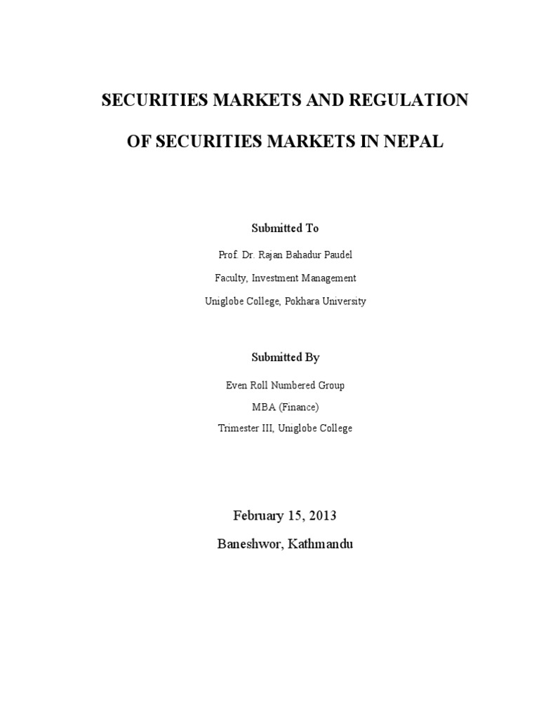 Securities Markets and Regulation of Securities Markets in Nepal | PDF ...