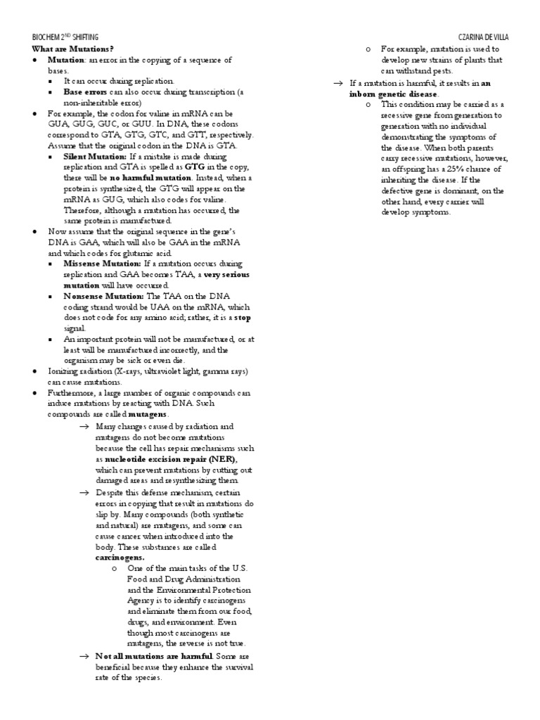 Mutation Assignment | PDF | Mutagen | Mutation