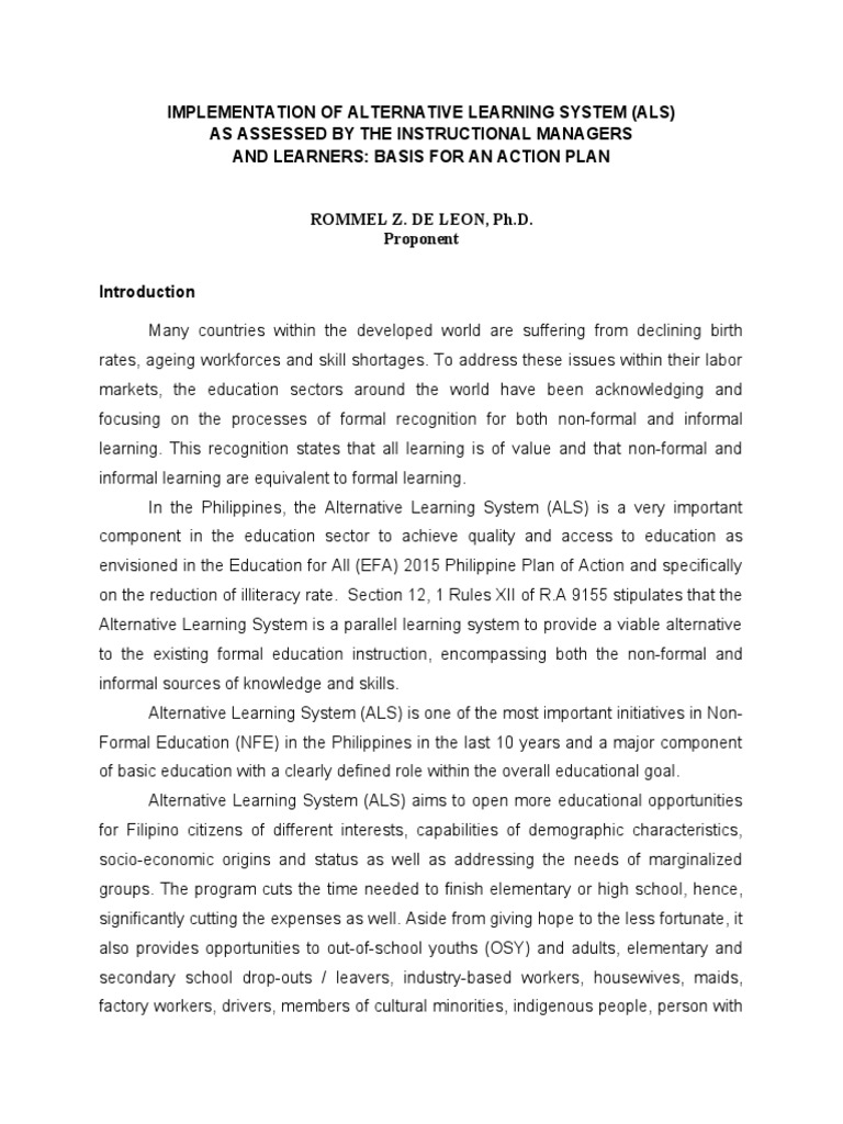 Alternative Learning System (Als) | PDF | Literacy | Learning