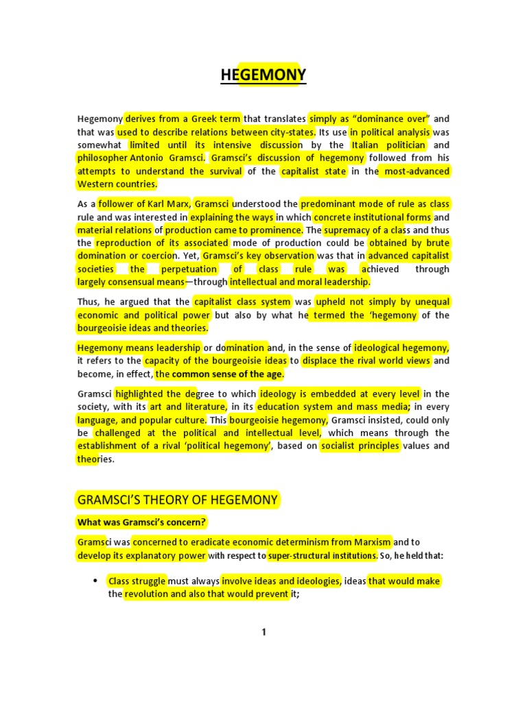 Gramsci Hegemony | PDF | Antonio Gramsci | Hegemony