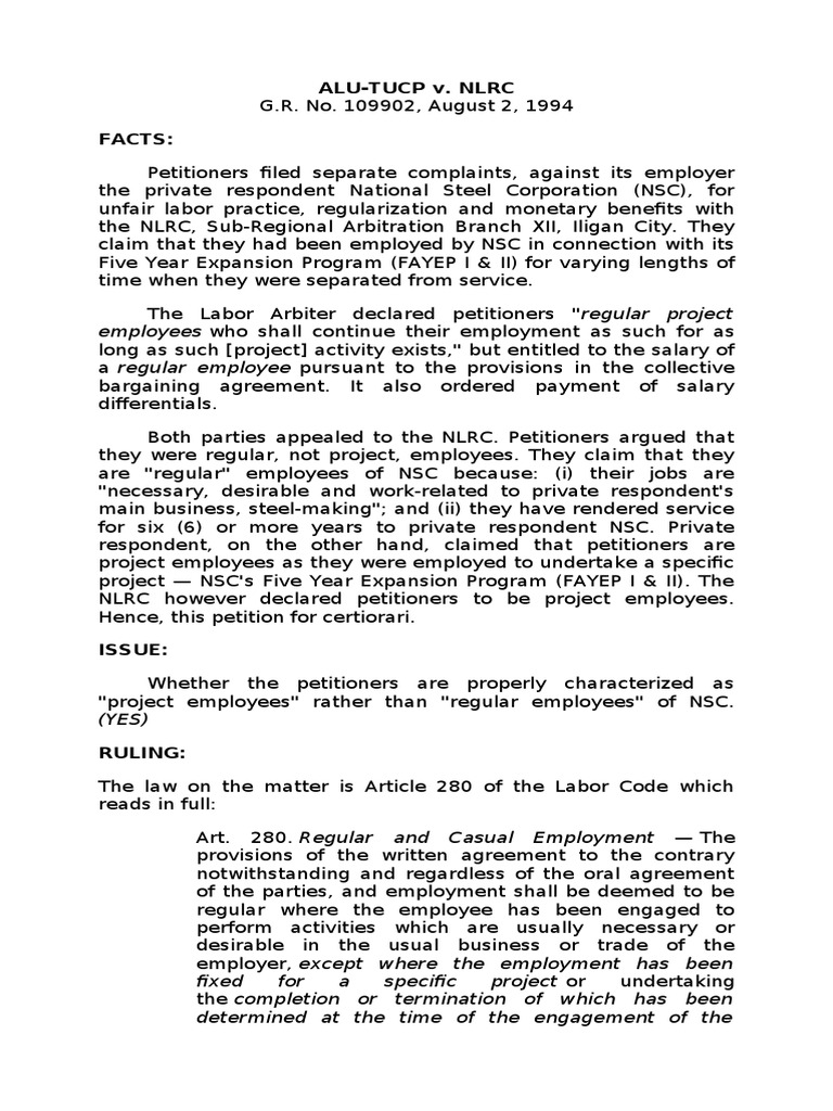 ALU-TUCP v. NLRC | PDF | Arbitration | Employment