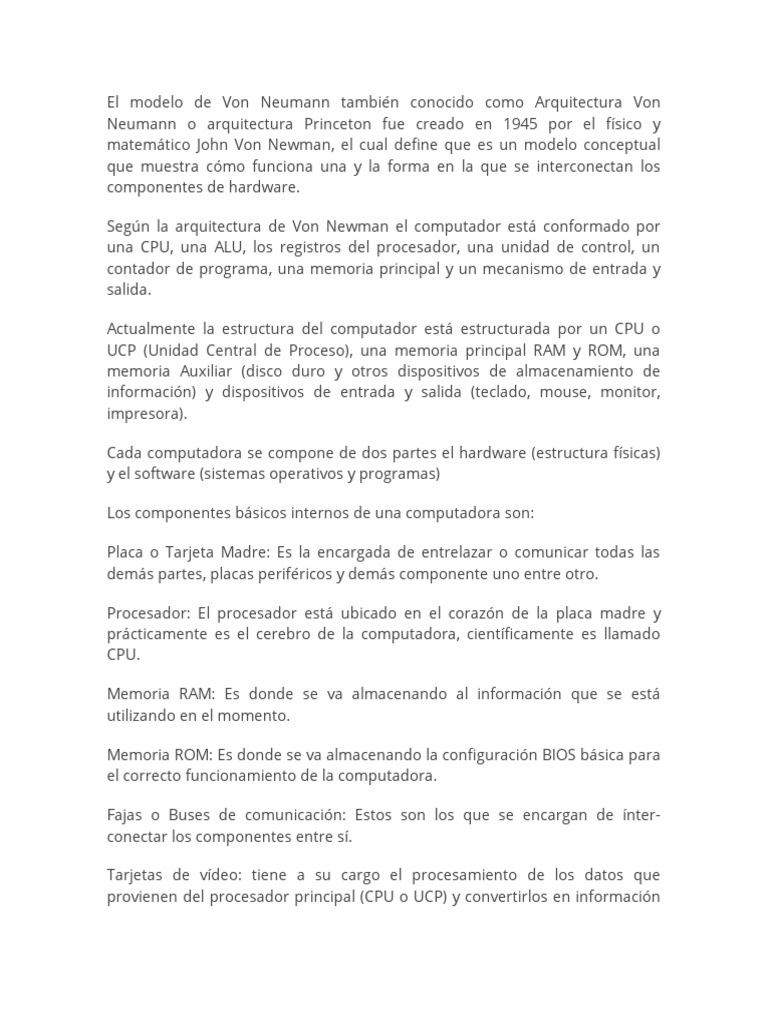El modelo de Von Neumann: una arquitectura fundamental para la ...