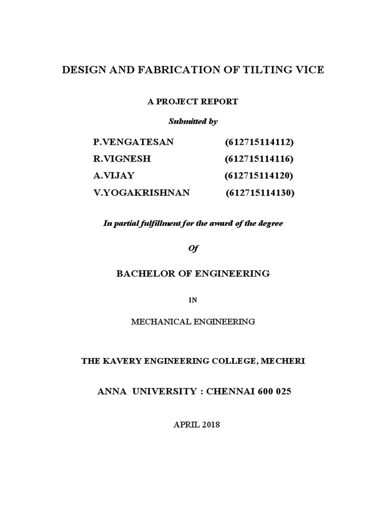 Design of Tilting Machine Vice | PDF | Sheet Metal | Grinding (Abrasive ...