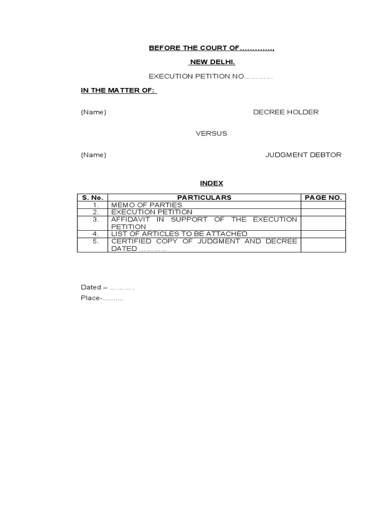 Attachment Template - Execution Petition Lyst7103 | PDF | Lawsuit ...