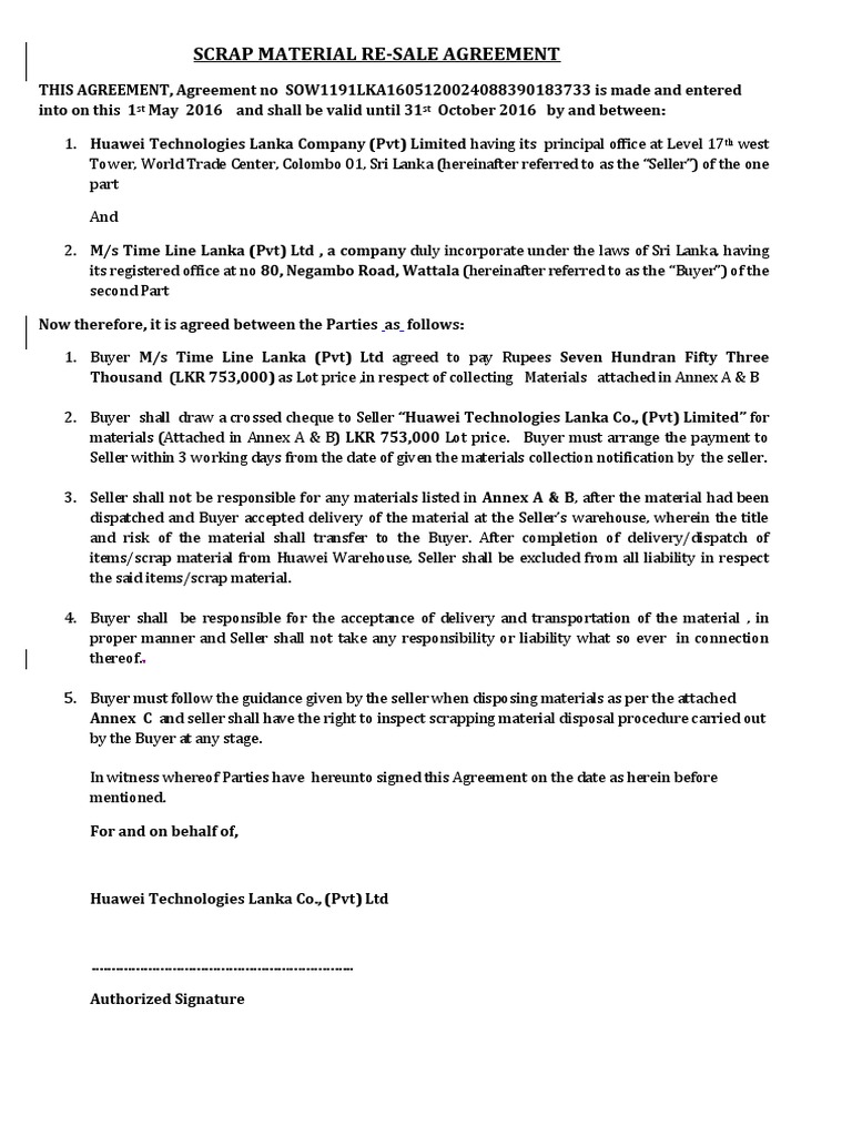 Scrap Agreements | Download Free PDF | Government | Business Law