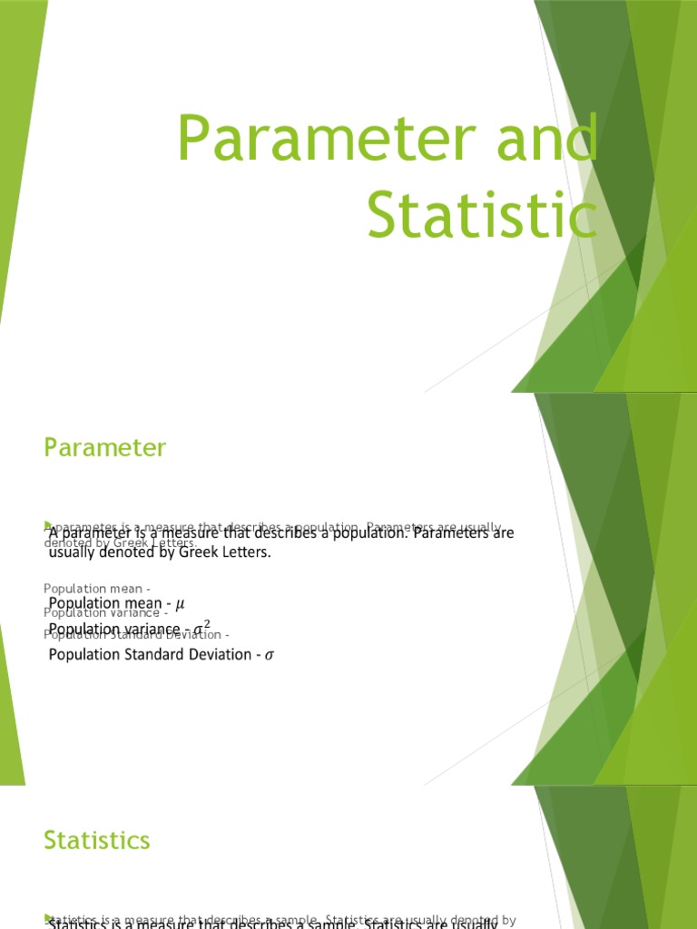 Lesson 6 Parameter And Statistic Pdf Variance Standard Deviation