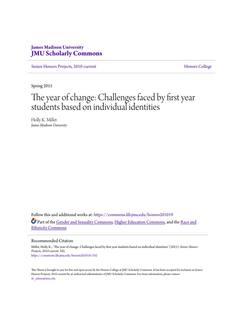 The Year of Change - Challenges Faced by First Year Students Based PDF ...