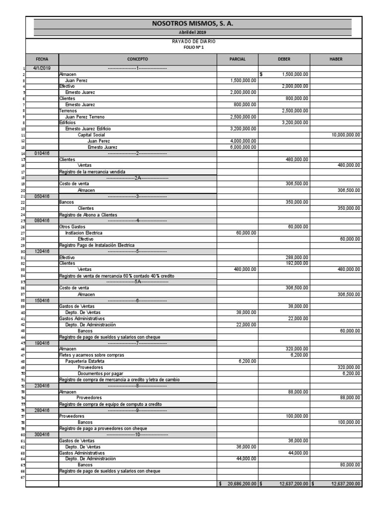 Rayado de Diario | PDF | Hoja de balance | Business