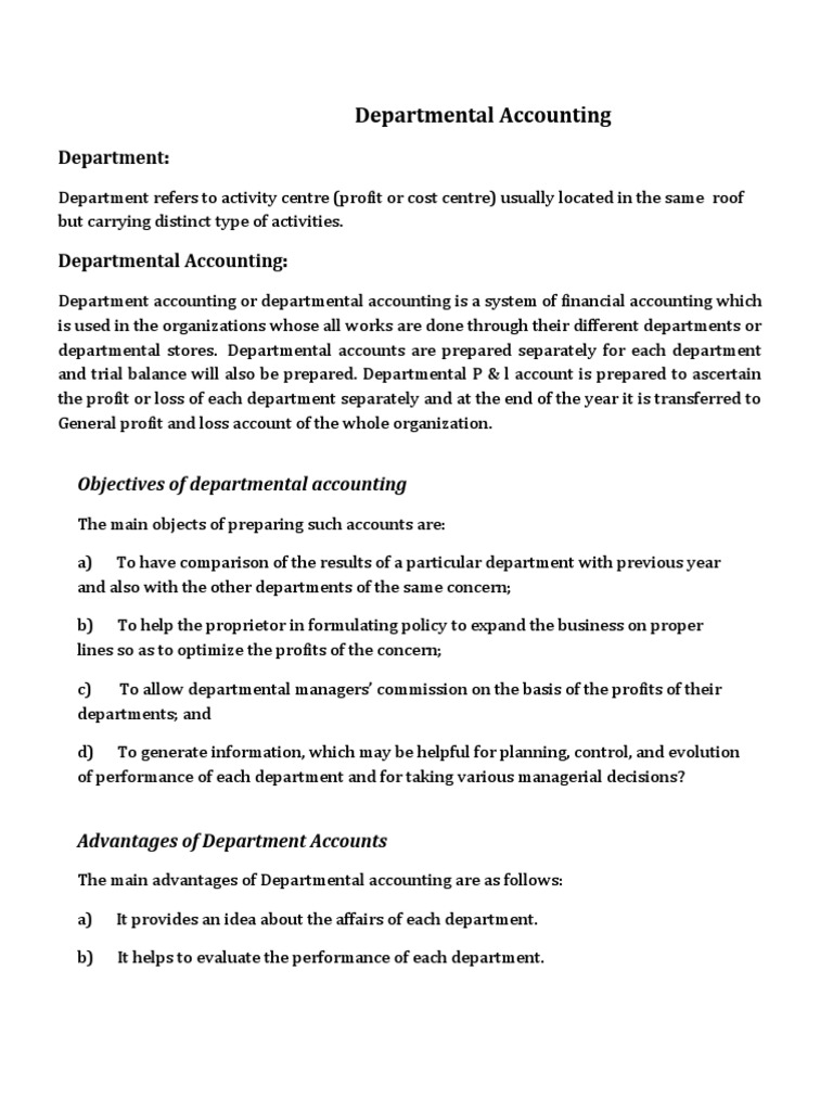 Understanding Departmental Accounting | PDF | Debits And Credits | Expense