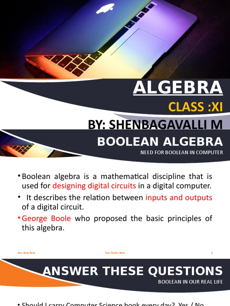 Boolean Algebra For XI | PDF | Logic Gate | Boolean Algebra