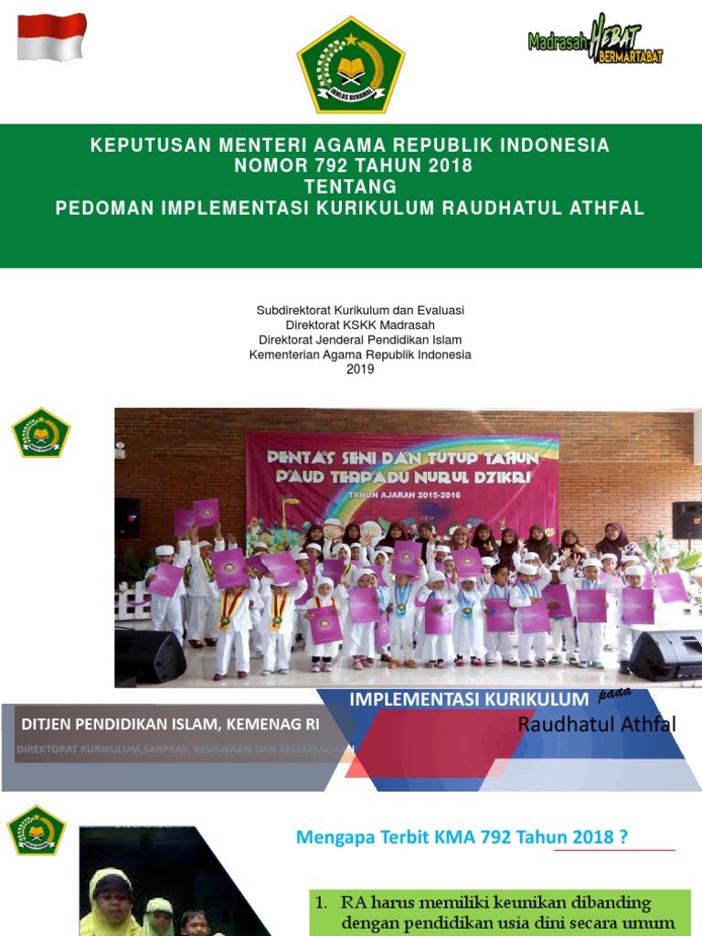 PEDOMAN IMPLEMENTASI KURIKULUM RAUDHATUL ATHFAL | PDF