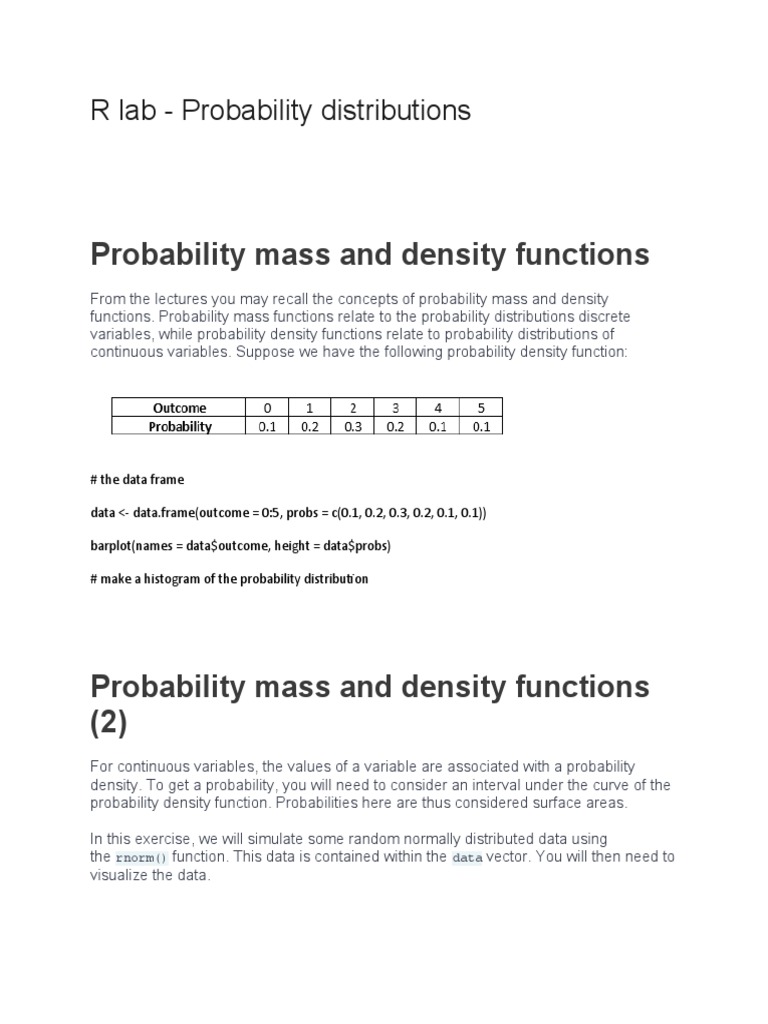 Probability Distributions in R Lab | PDF | Normal Distribution ...
