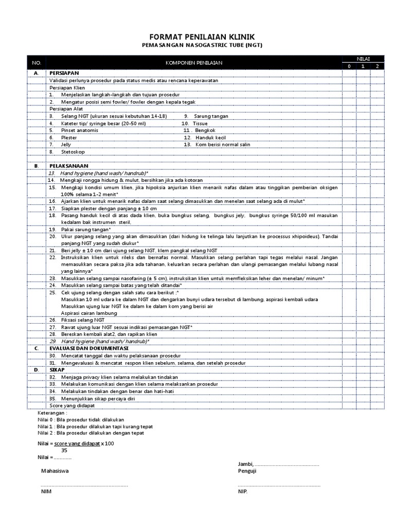 Format Pemasangan NGT | PDF