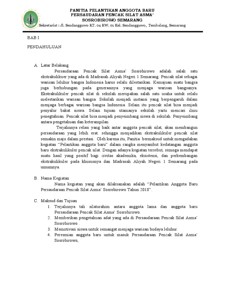 LPJ Pelantikan Silat Fix | PDF