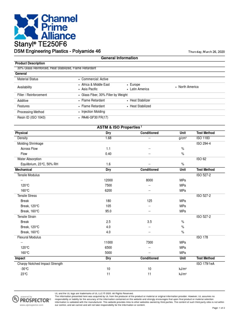 Stanyl® TE250F6 | PDF | Materials Science | Building Engineering