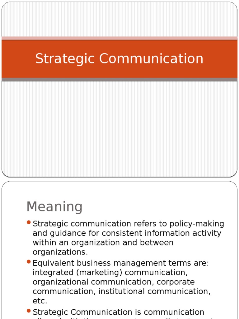 Strategic Communication | PDF | Strategic Communication | Business