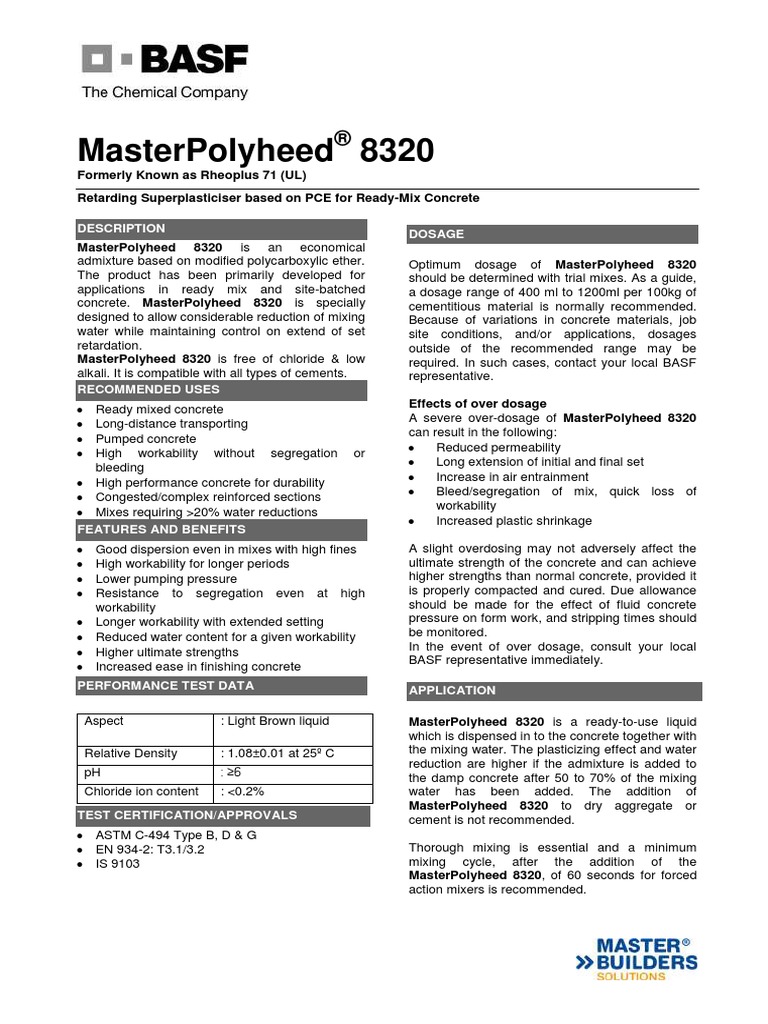 TDS - MasterPolyheed 8320 | PDF | Composite Material | Concrete