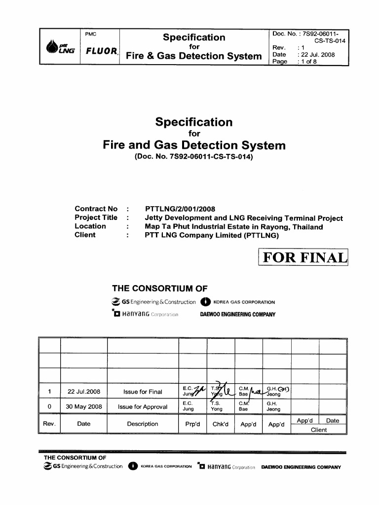 Specification For Fire and Gas Detection System PDF | PDF ...