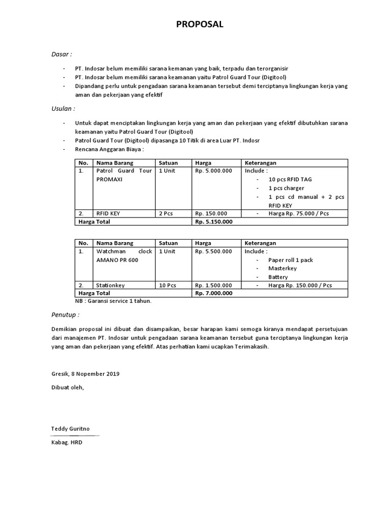 Usulan Pengadaan Sistem Keamanan PT Indosar | PDF | Teknologi & Rekayasa
