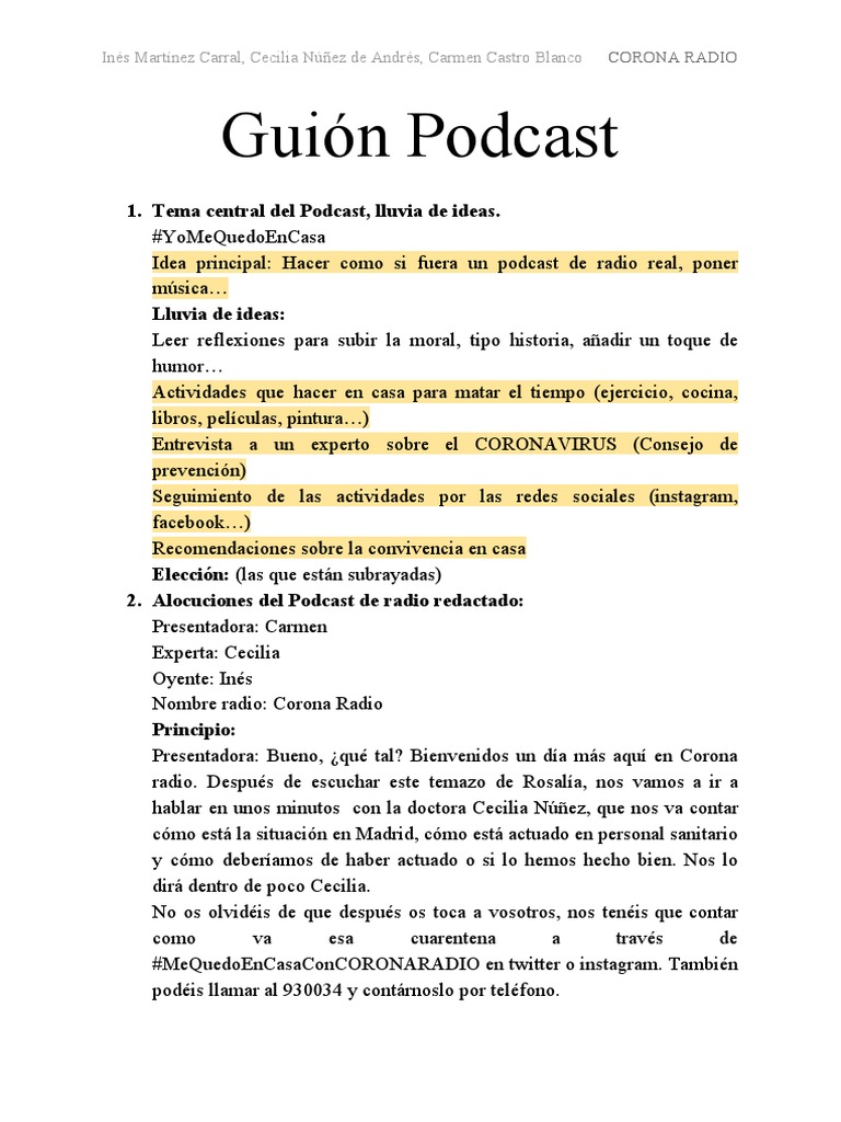 Guión Podcast | PDF | Radio | Entretenimiento (general)