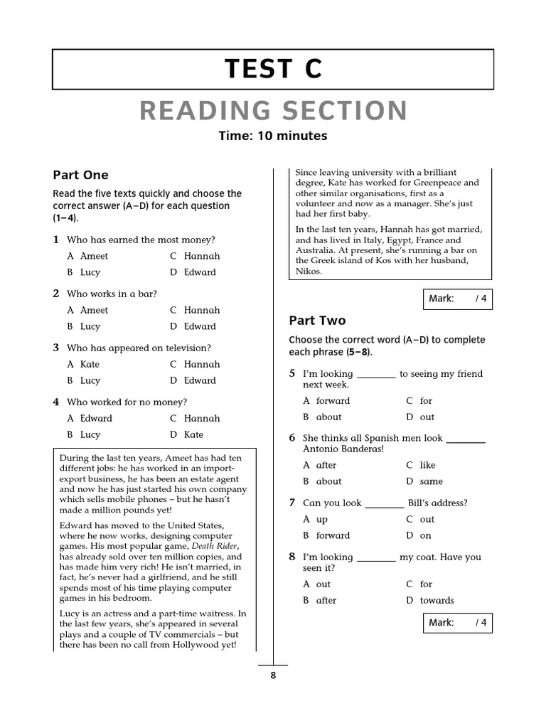 Cutting Edge Placement Test-Pages-8-9 | PDF