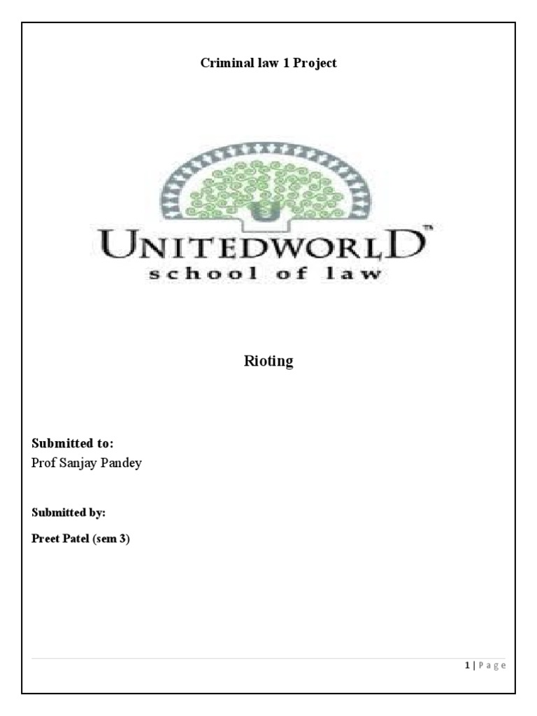 IPC Project | PDF | Riot | Assault