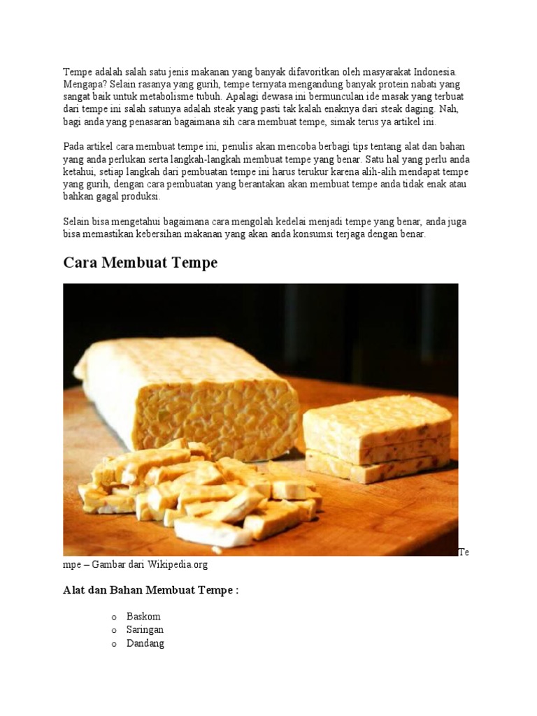Tempe Adalah Salah Satu Jenis Makanan Yang Banyak Difavoritkan Oleh ...