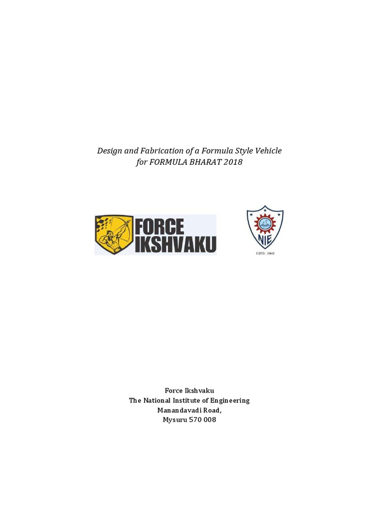 Formula Vehicle Design for Bharat 2018 | PDF | Numerical Control ...