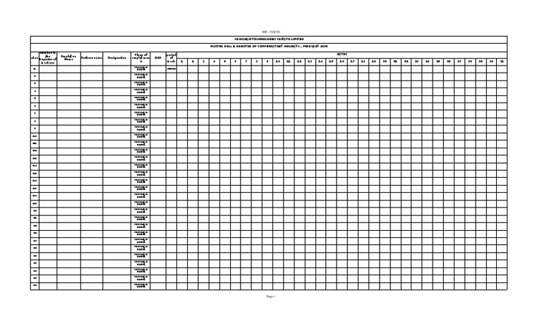 Muster Roll & Register of Compensatory Holidays - Proklean Unit 1 | PDF ...
