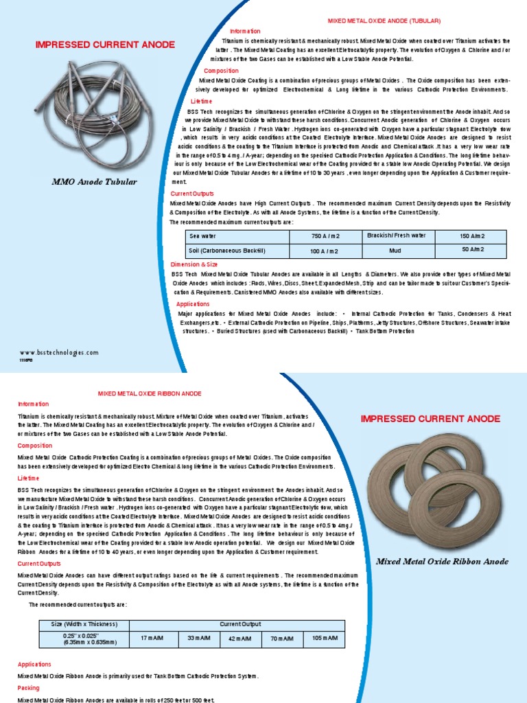 ICCP Mixed Metal Anodes R8 12 PDF | PDF | Anode | Electrochemistry