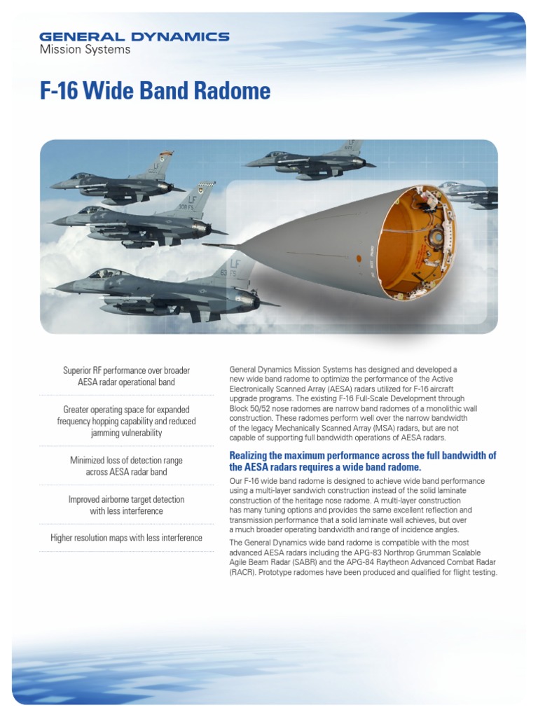 F-16 Wide Band Radome | General Dynamics F 16 Fighting Falcon | Radar
