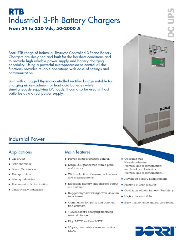 Brochure Borri RTB OMG60307revA 06-19 | PDF | Rectifier | Battery Charger