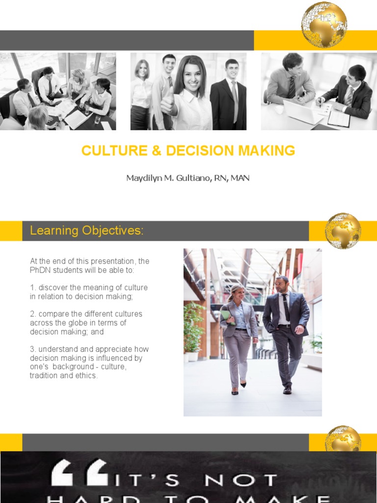 CULTURE and DECISION MAKING | PDF | Decision Making | Cognition