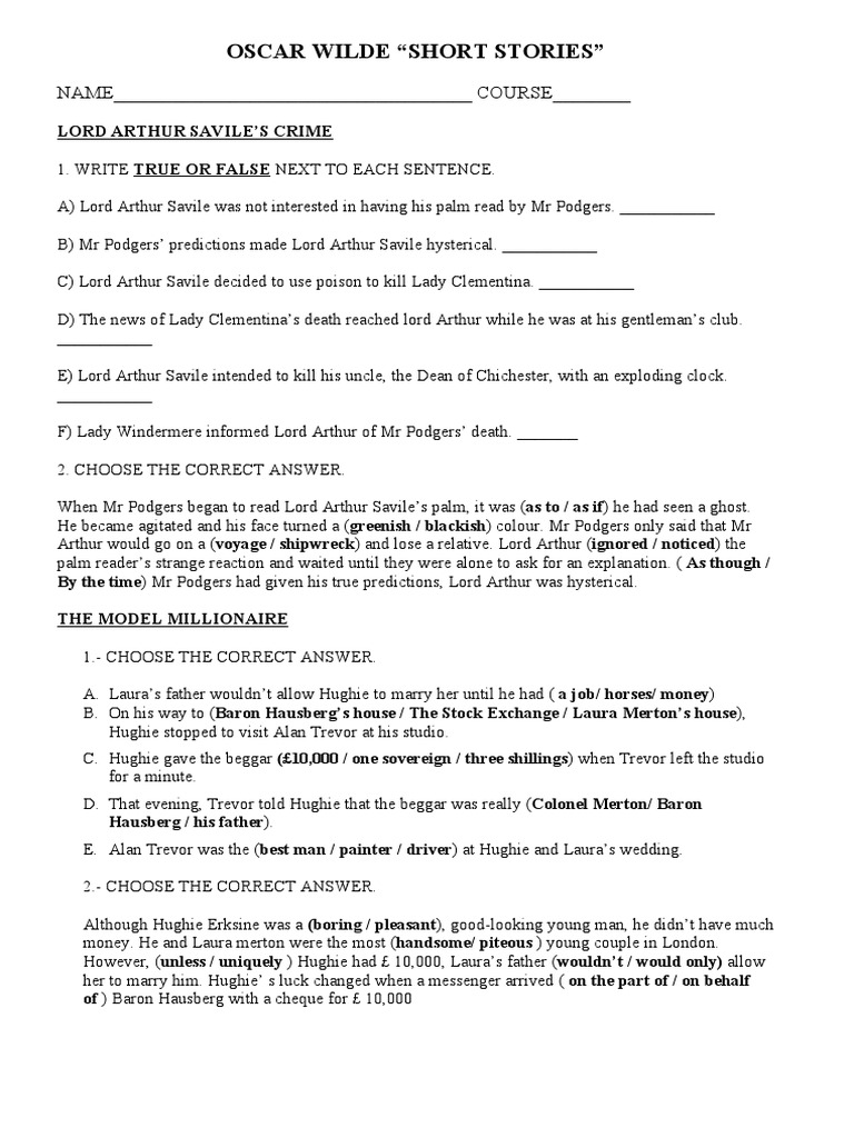 OSCAR WILDE Short Stories 2 | PDF