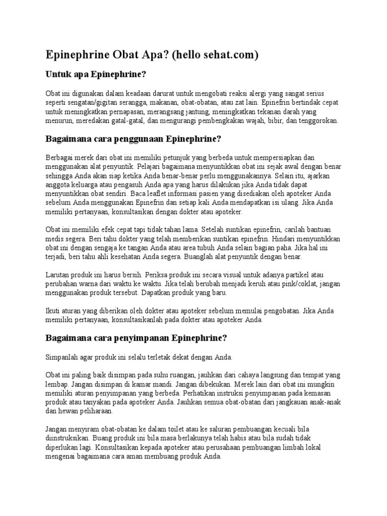 Epinephrine Obat Apa | PDF