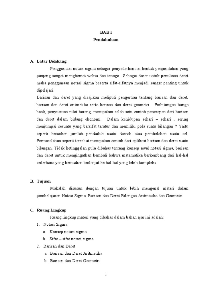 Makalah Barisan Dan Deret Bilangan | PDF