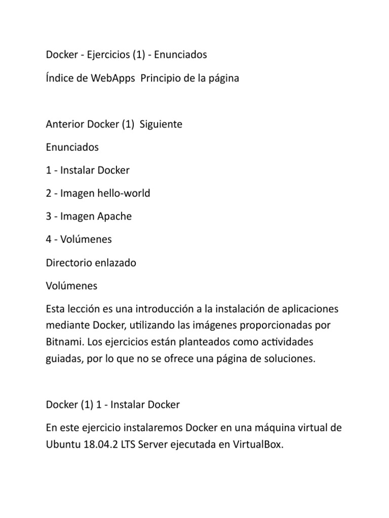 Ejercicios Realizados Sobre Docker | PDF | Servidor HTTP Apache | Máquina virtual